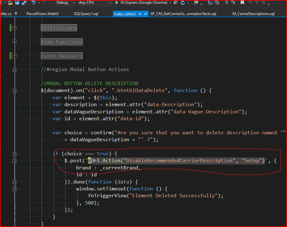 Collapsed Regions showing without text when creating inline MVC View ...