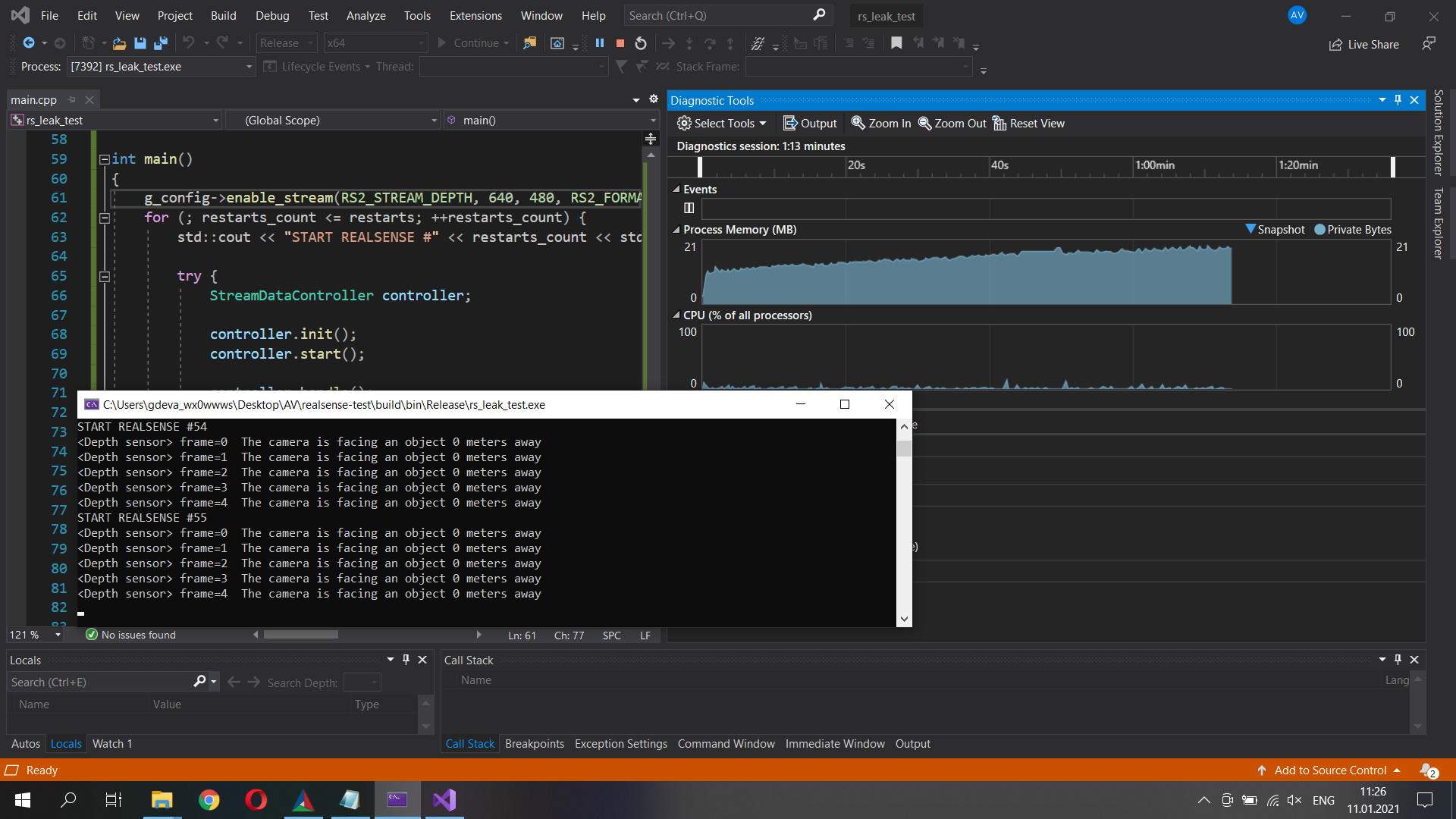 Memory leak on restarting streams · Issue #8091 · IntelRealSense/librealsense · GitHub