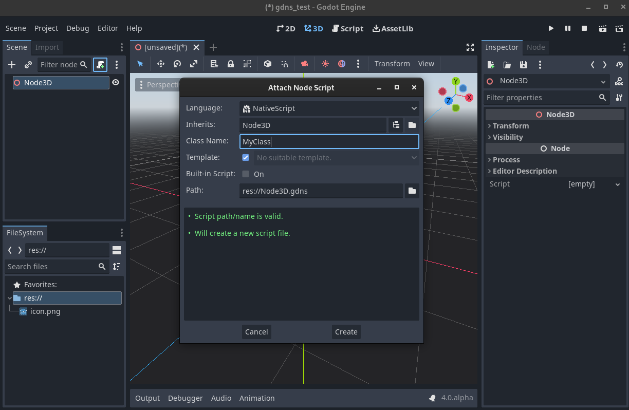 [godot 4 0] Crashes When Trying To Attach Native Script · Issue 57522