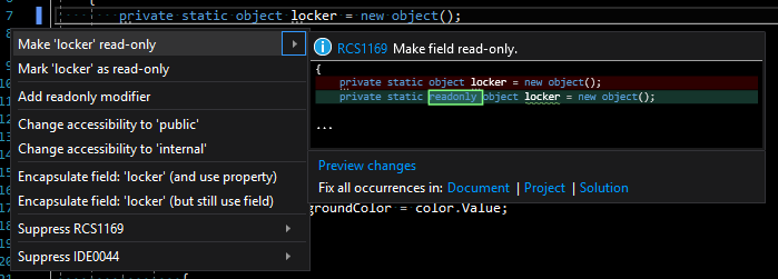 Duplicate refactorings for RCS1169 · Issue #592 · dotnet/roslynator · GitHub
