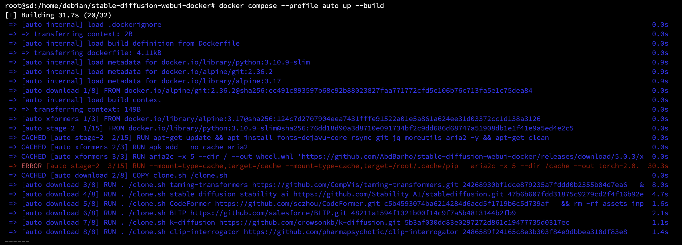 Automatic 1111 building runs into ERROR [auto stage-2 3/15] · Issue #480 · AbdBarho/stable ...