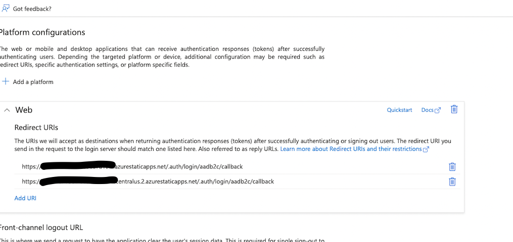 Azure AD B2C tight integration with SWA (or fixing the preview env redirect link for aad in the ...