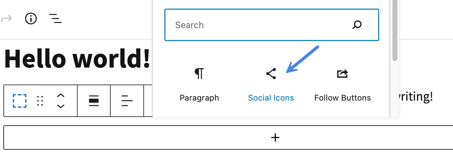 "Add block" button inside a container block doesn't show due to opacity and transform classes ...