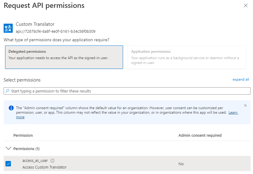 A procedure to add custom translator access rights is required at the time of application ...