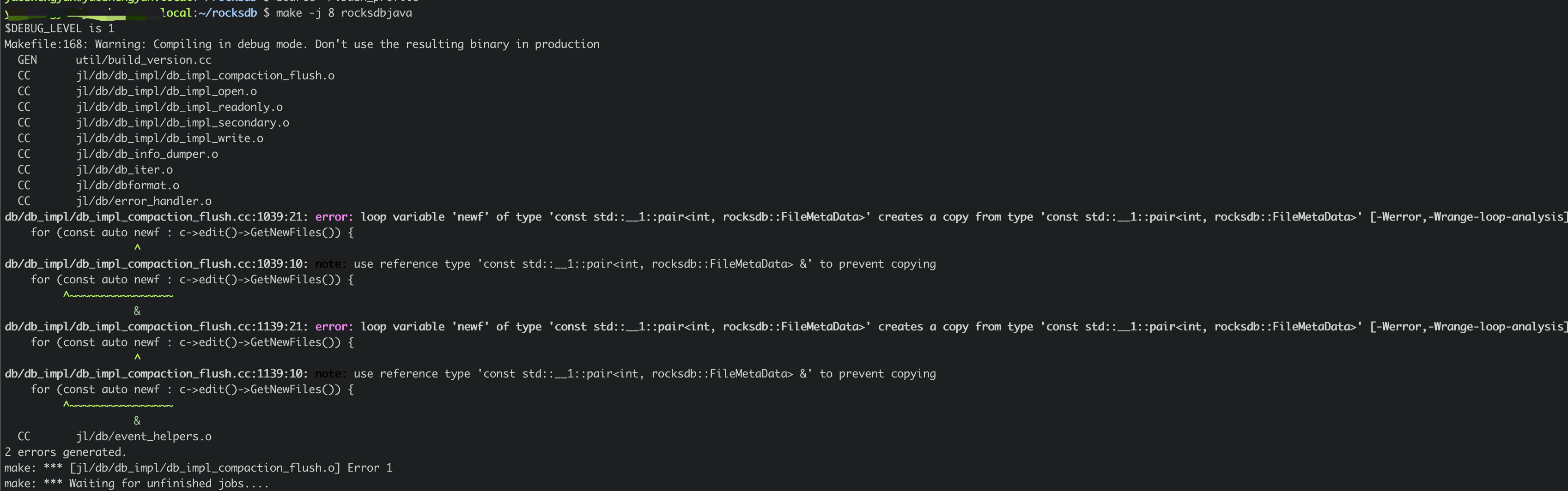 Failed To Compile Rocksdbjava On Mac · Issue 7616 · Facebook Rocksdb · Github