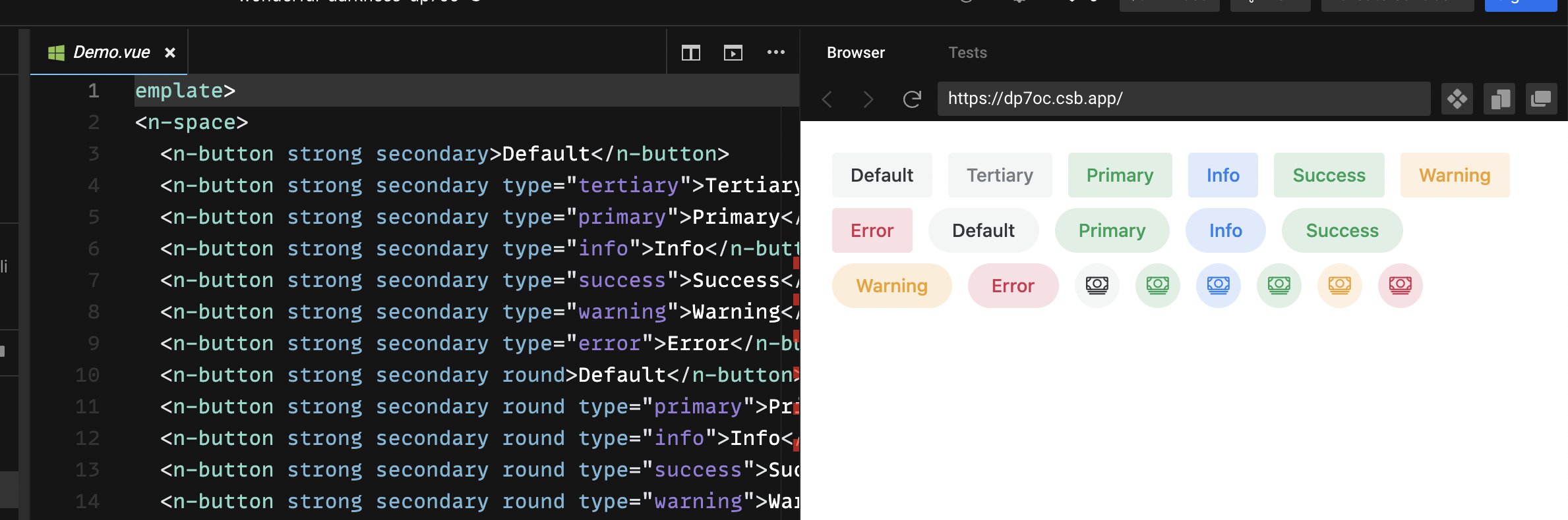 NButton secondary, tertiary and quaternary are not working · Issue #1652 · tusen-ai/naive-ui ...