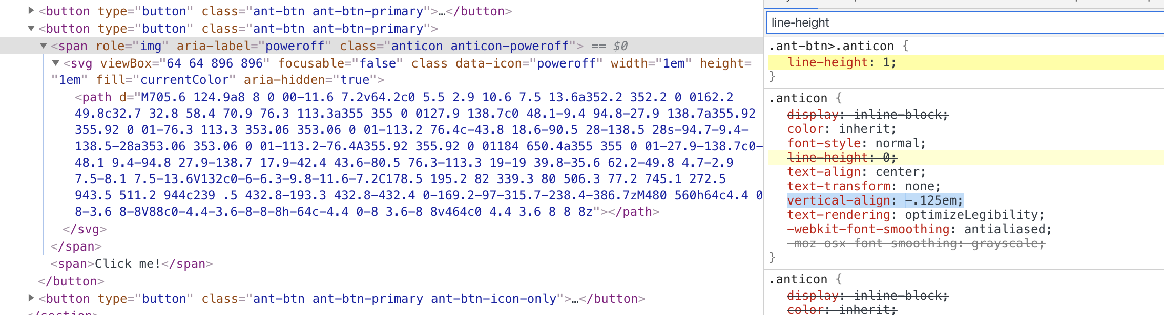 The `anticon` Style Of `vertical Align` Is `baseline` · Issue 25900 · Ant Designant Design 