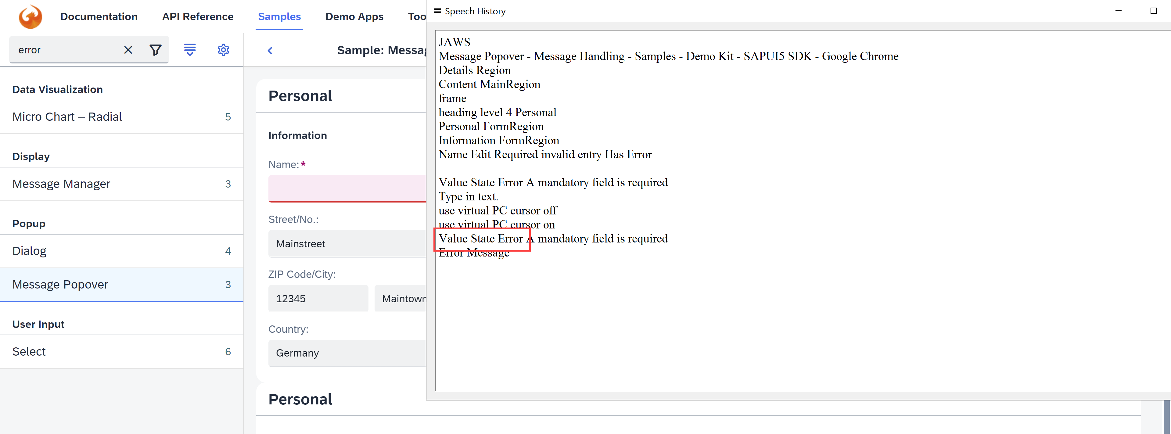 [SF][a11y][valueStateMessage] Error state in valueStateMessage is not ...