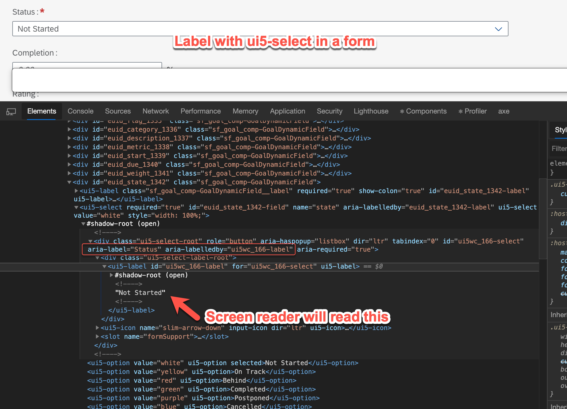 Ui5 select a11y The Aria label Of Ui5 select Is Overridden By The Ui5 select a11y The Aria label Of Ui5 select Is Overridden By The