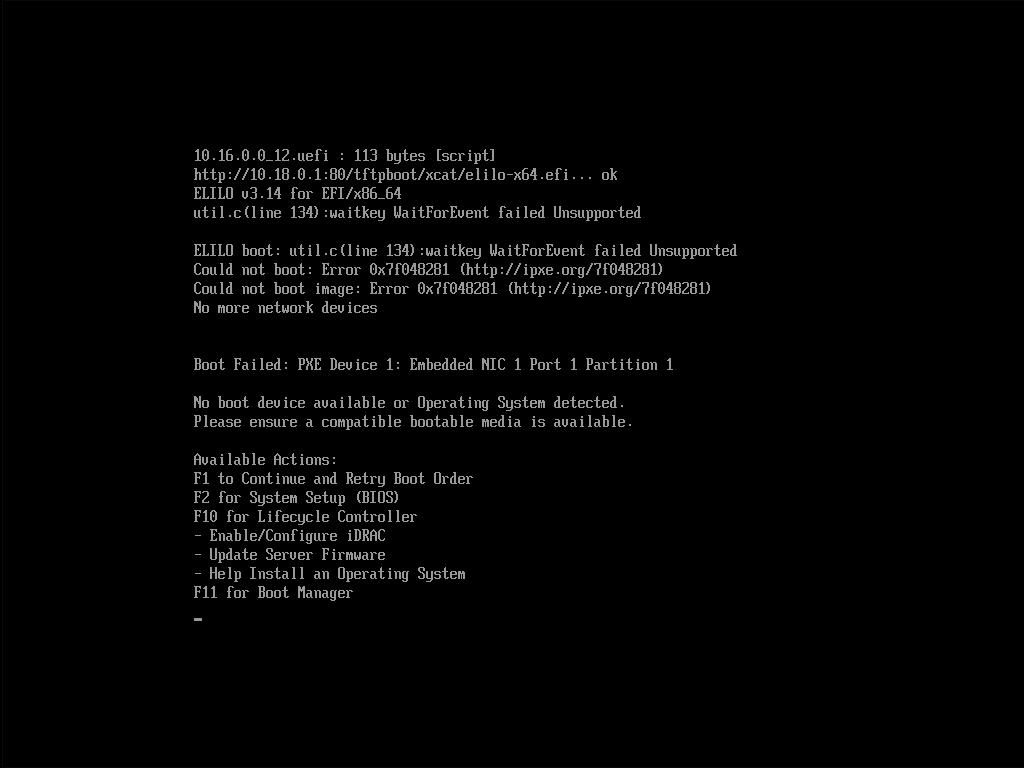 Could not boot: Error 0x7f048281 (http://ipxe.org/7f048281) · Issue #7036 · xcat2/xcat-core · GitHub