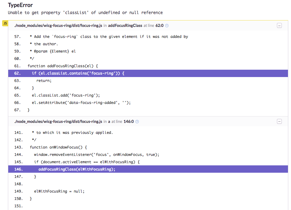 Exception: A DOM Element reference is required · Issue #56 · WICG/focus ...