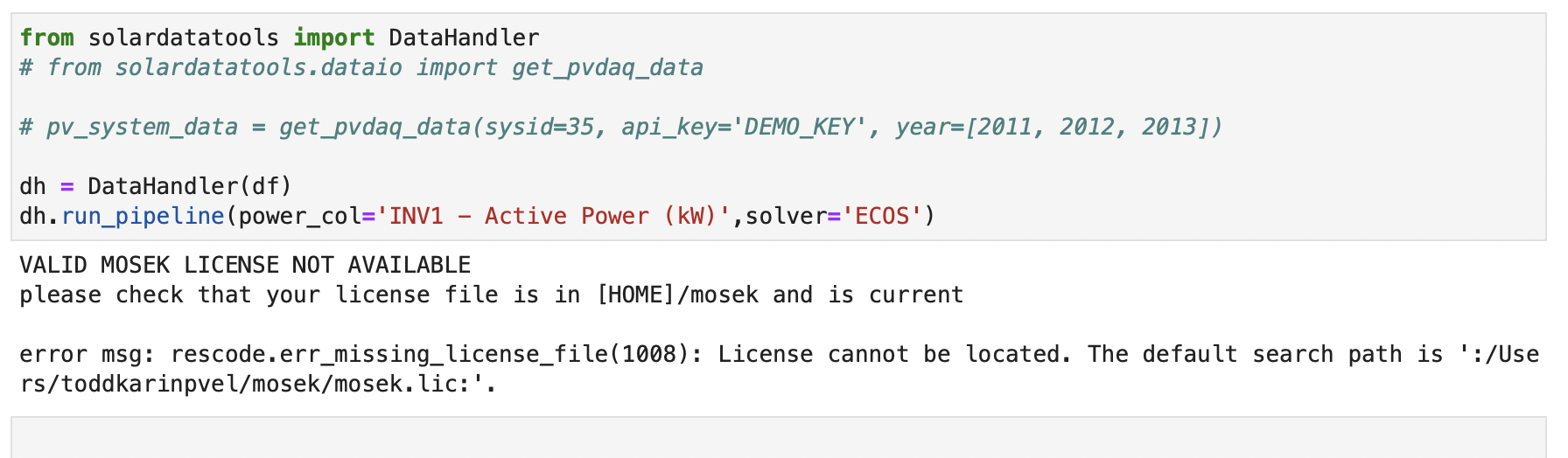 Running with ECOS solver · Issue #88 · slacgismo/solar-data-tools · GitHub