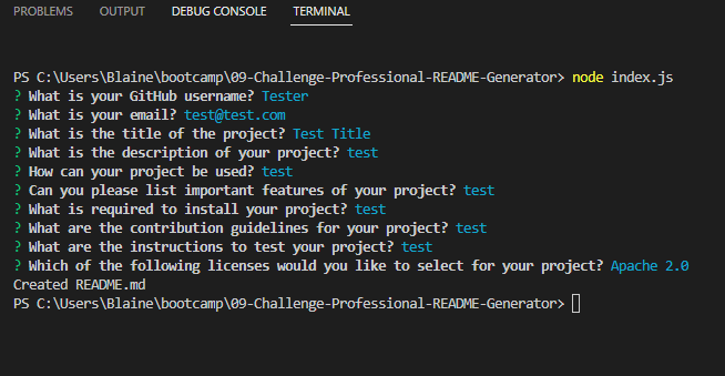 GitHub - BlaineKB/09-Challenge-Professional-README-Generator