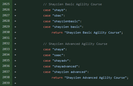 Add Shayzien agility courses to KC chat command · Issue #14796 ...