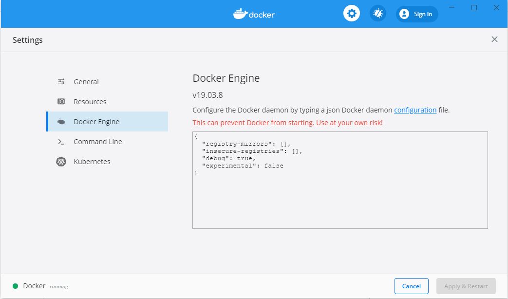 No Preferences Option Present On Docker Desktop For Windows · Issue