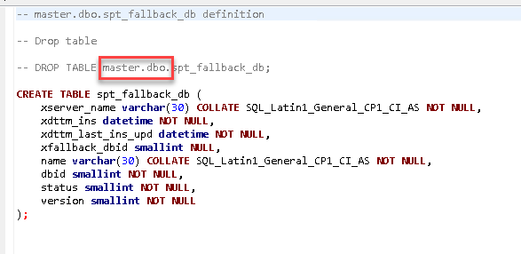 When Using Generate DDL with the fully qualified name option unchecked ...