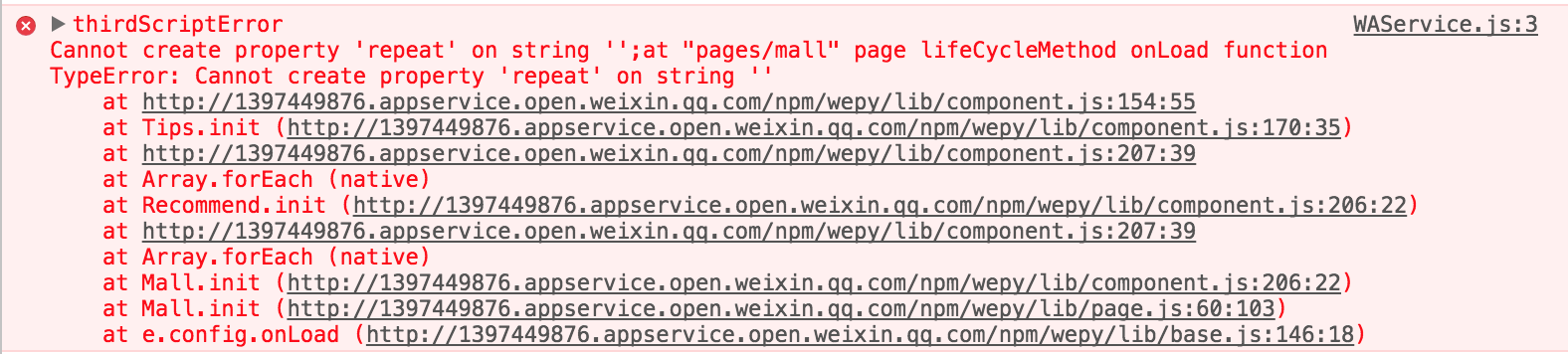 repeat有时候会直接报错，有时候又不会 · Issue #191 · Tencent/wepy · GitHub