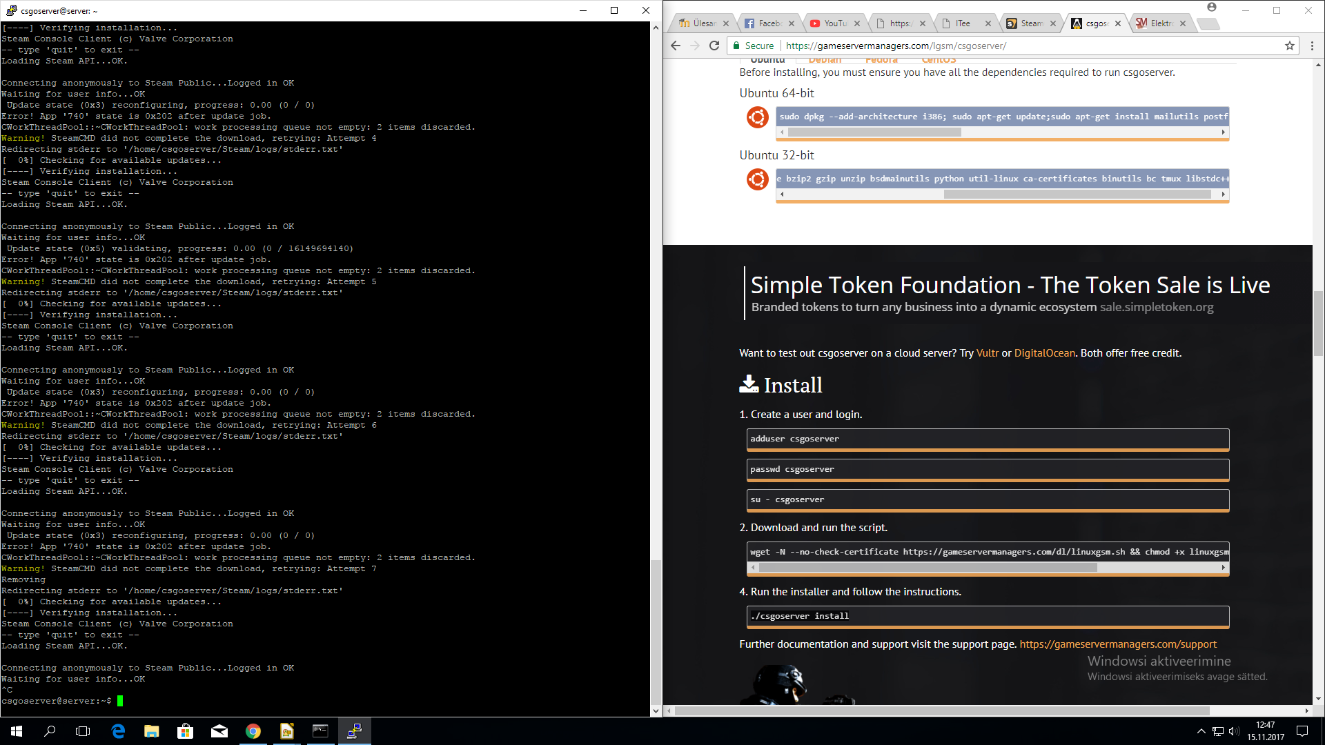 STEAM CMD did not complate download! Attempt 6 · Issue #1697 · GameServerManagers/LinuxGSM · GitHub