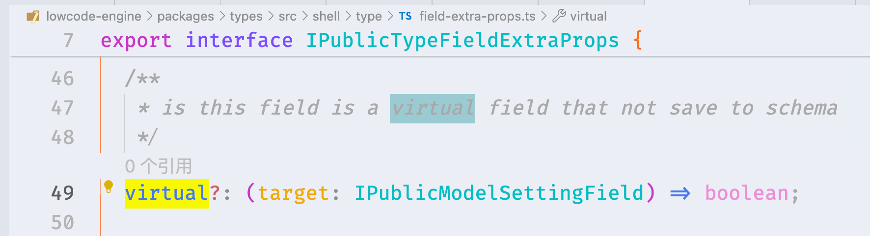 IPublicTypeFieldExtraProps，类型定义需要整理（virtual 等属性整理） · Issue #1971 · alibaba/lowcode-engine · GitHub