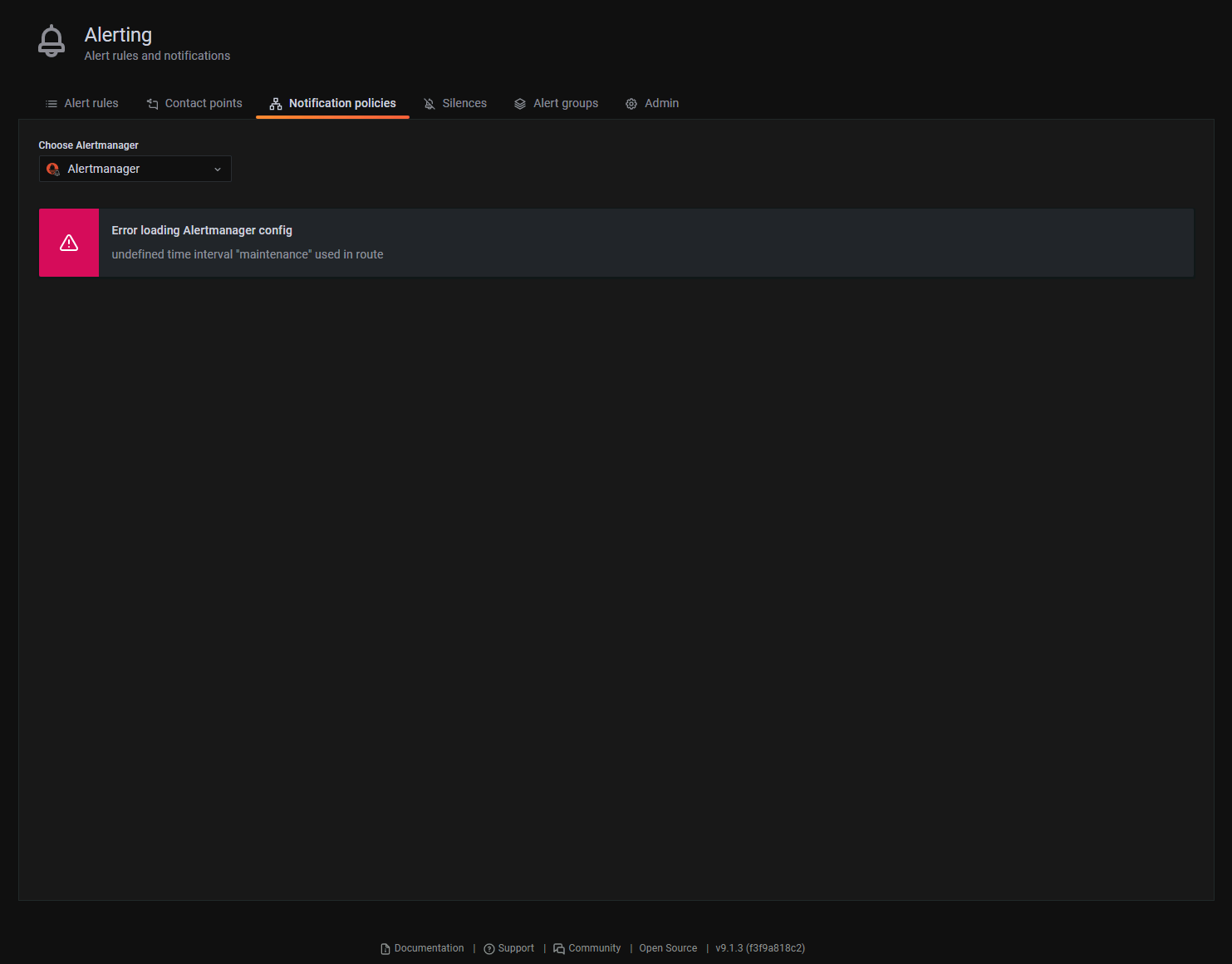 Grafana Cant Handle Timeintervals On Root Level Alertmanager Data Source Config · Issue 55842
