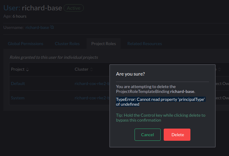 Unable to delete a project role from the User Detail project role list ...