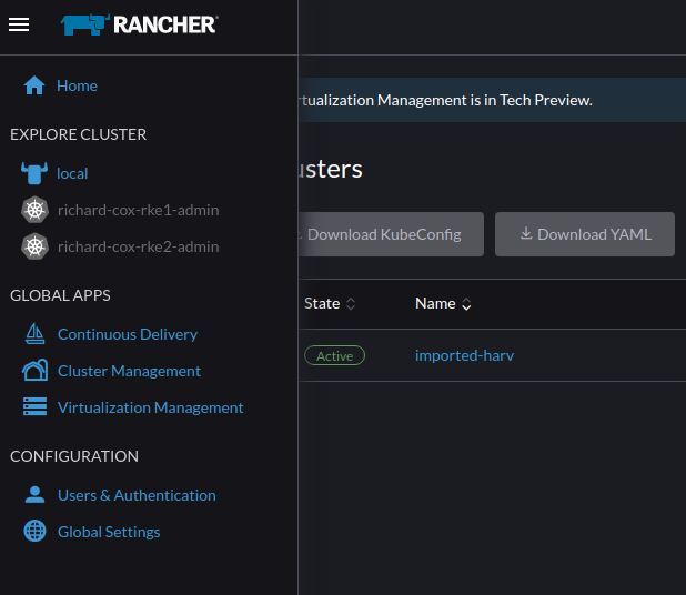 Harvester Integration - Filtering Harvester clusters · Issue #3467 · rancher/dashboard · GitHub
