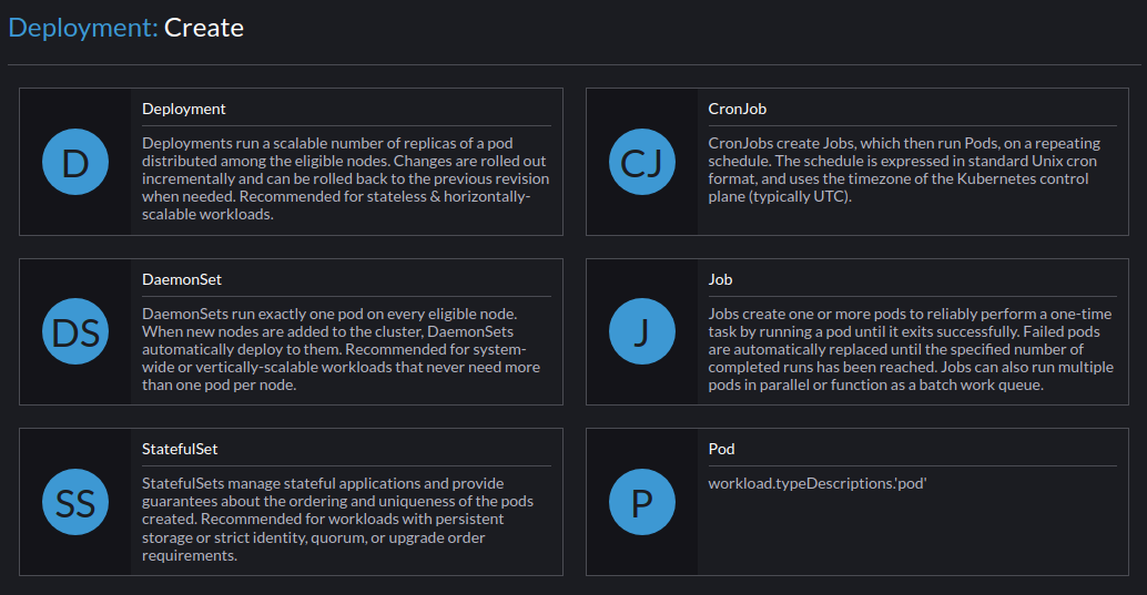 Incorrect Workload Create Screen Text · Issue #6963 · rancher/dashboard · GitHub