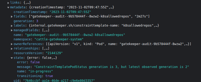 Gatekeeper policies stuck in "In Progress" · Issue #43364 · rancher/rancher · GitHub