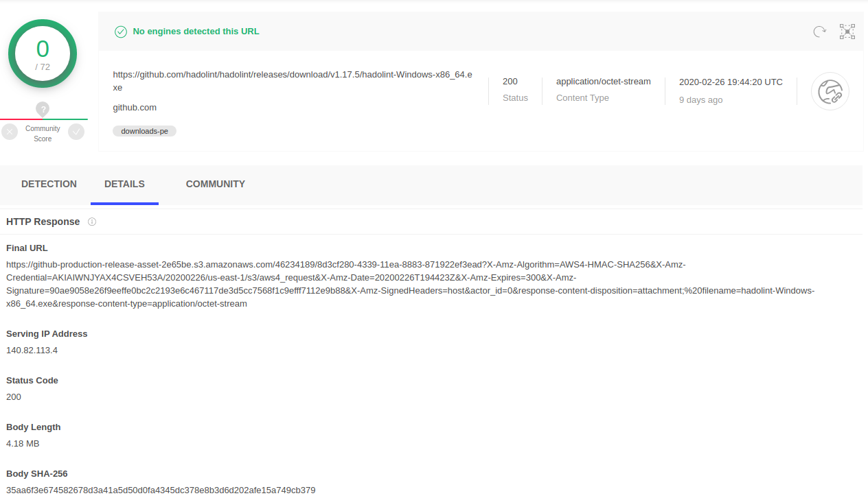 Virus detected id in windows · Issue #402 · hadolint/hadolint · GitHub