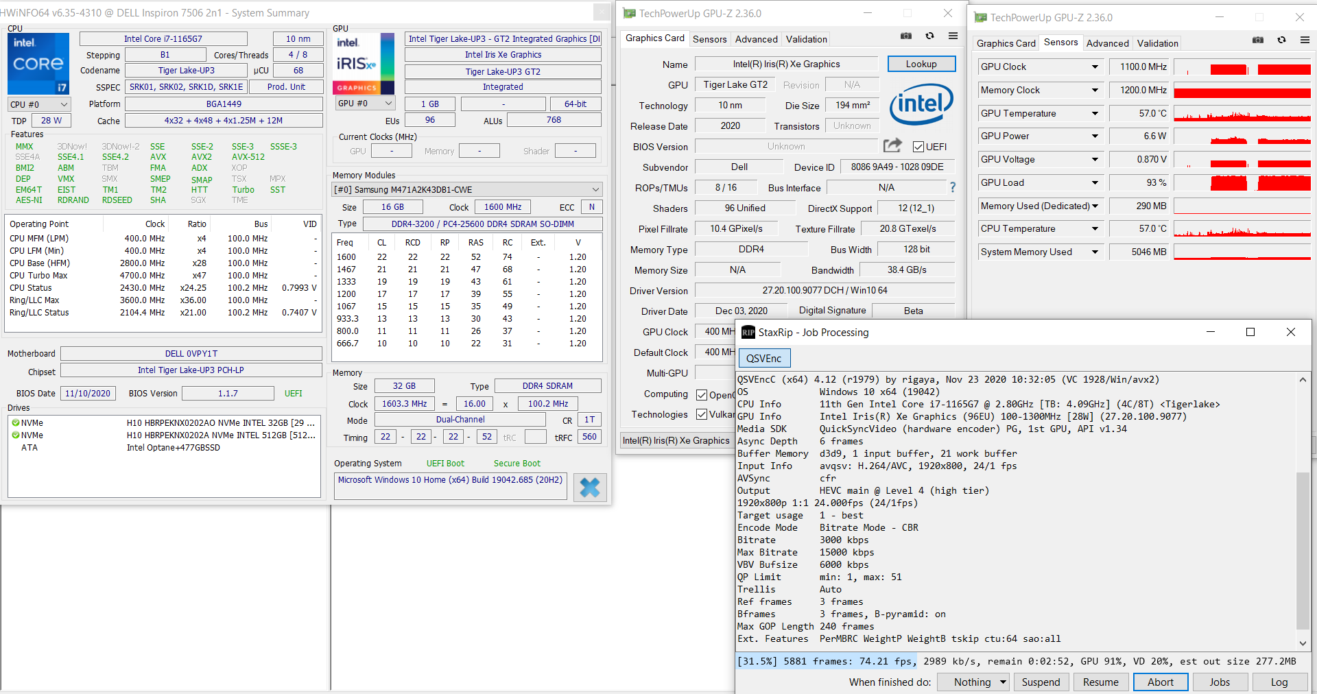 [windows] Quicksync Iris Xe encoding/decoding clock speed · Issue #2541 · Intel-Media-SDK ...