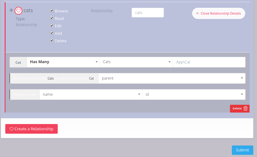 Undefined property: stdClass::$ (View: \tcg\voyager\resources\views\bread\browse.blade.php ...
