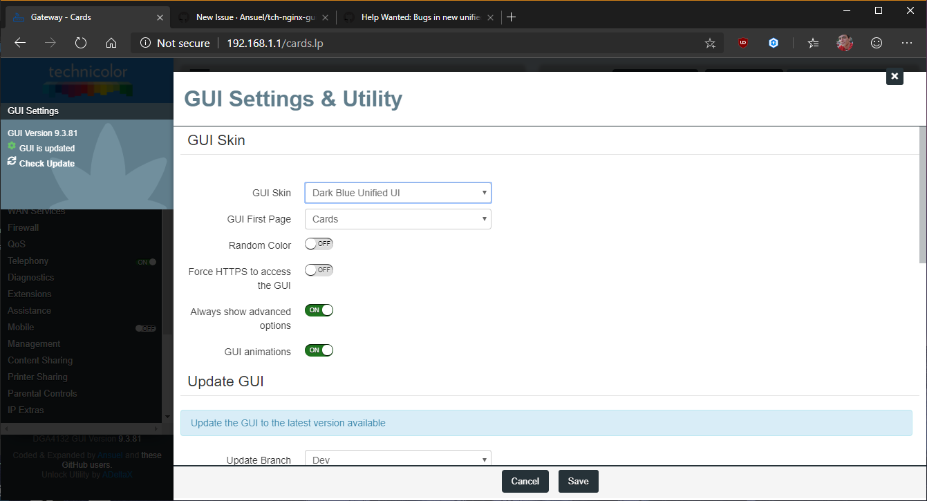 Help Wanted: Bugs in new unified ui · Issue #724 · Ansuel/tch-nginx-gui · GitHub