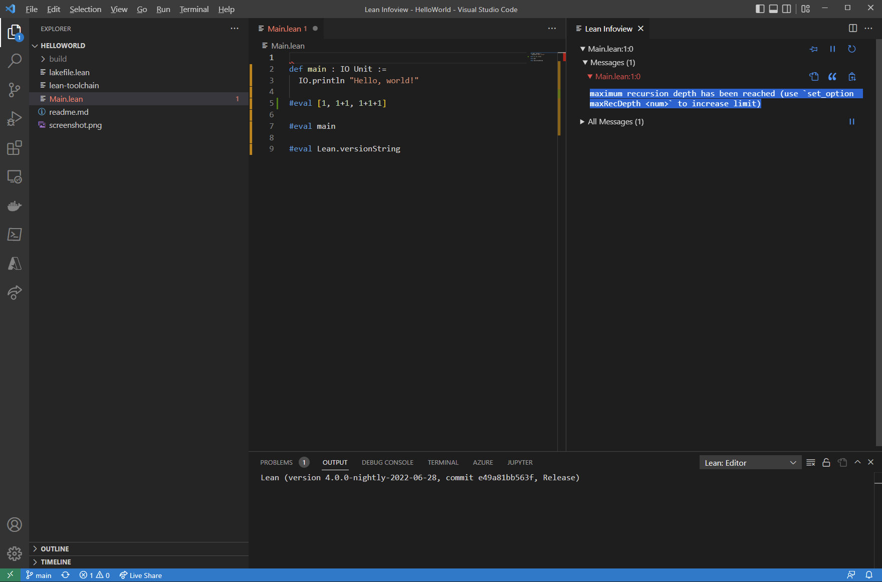 Maximum Recursion Depth Has Been Reached use set option MaxRecDepth