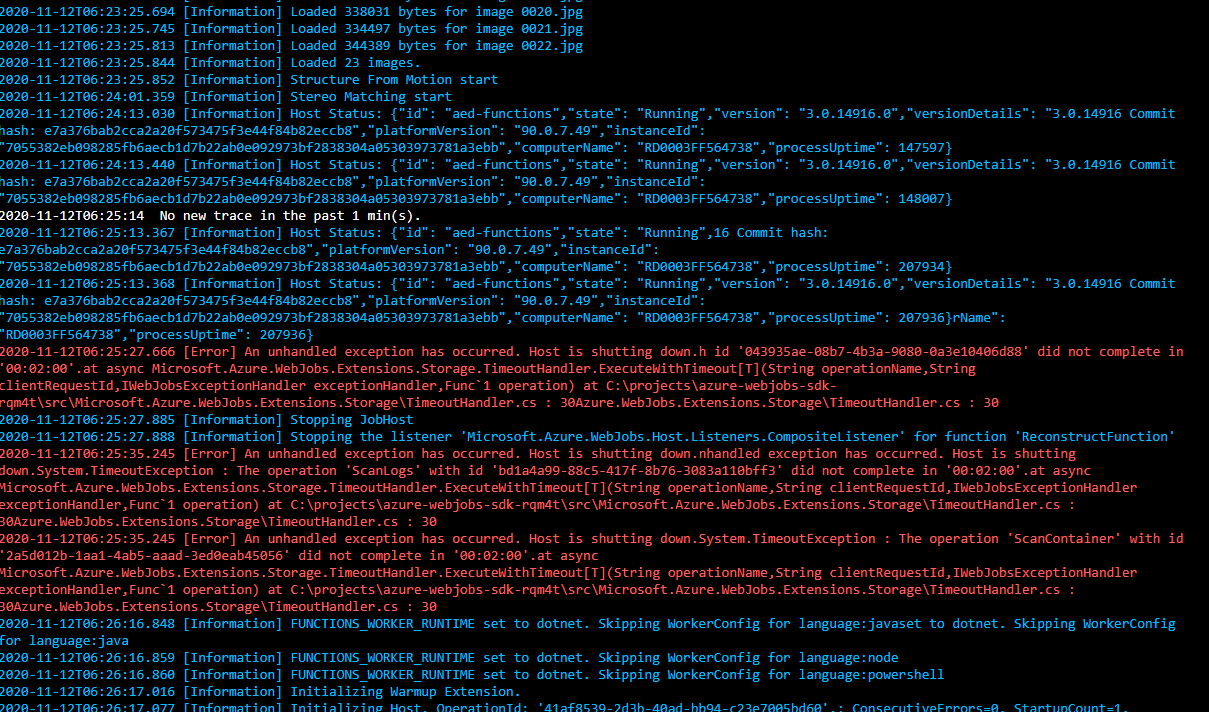 [Premium] unhandled exception host is shutting down did not complete in 00:02:00 Microsoft.Azure ...