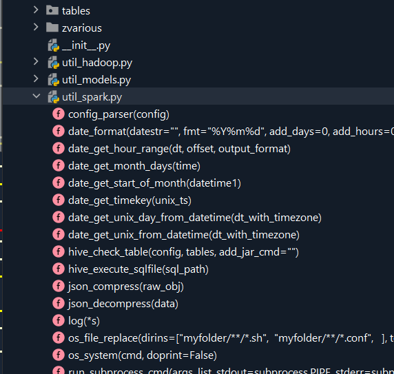 [Feature] :Put list of methods/function under the filename like in ...