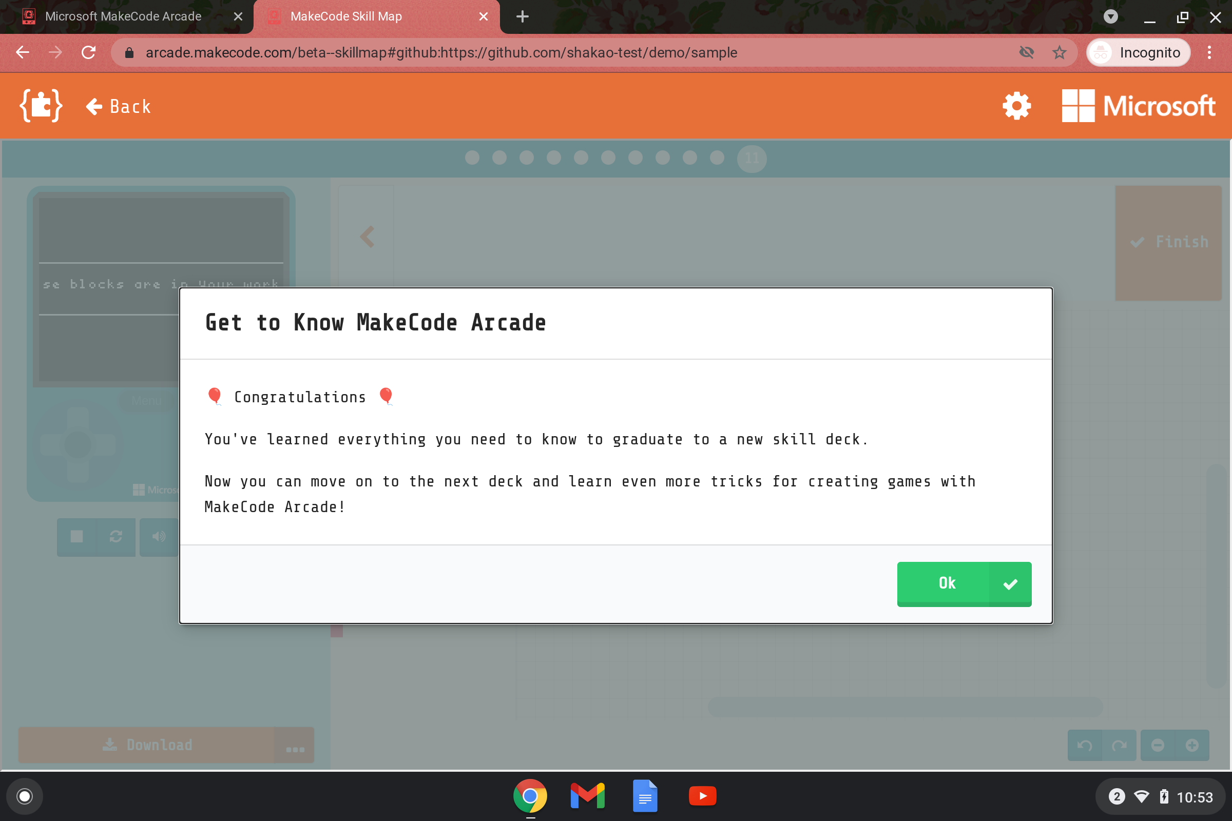 Having a modal in the last step of a tutorial is confusing · Issue #3268 · microsoft/pxt-arcade ...