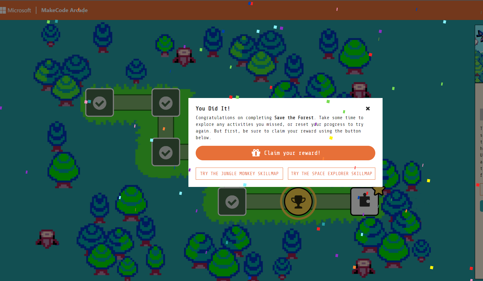 'Share your game' button in skillmap rewards modal is missing · Issue #4292 · microsoft/pxt ...