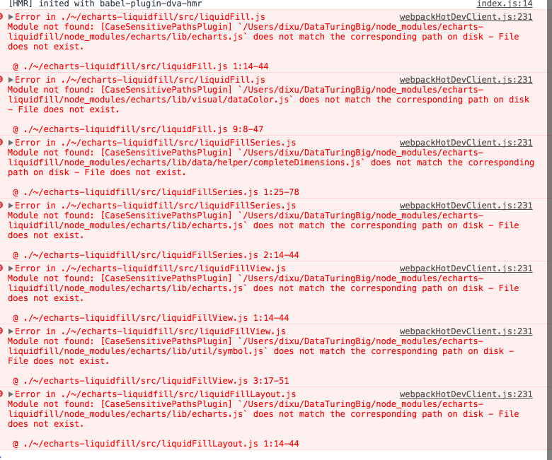 vue webpack 报 in mounted hook: "Error: Component series.liquidFill not exists. Load it first ...