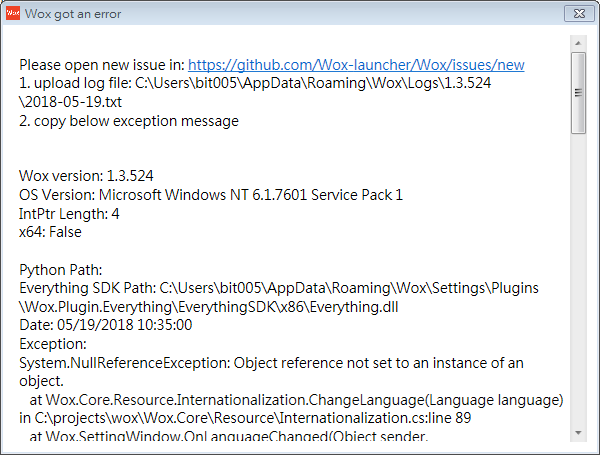 Wox Error · Issue 2040 · Wox Launcher Wox · Github