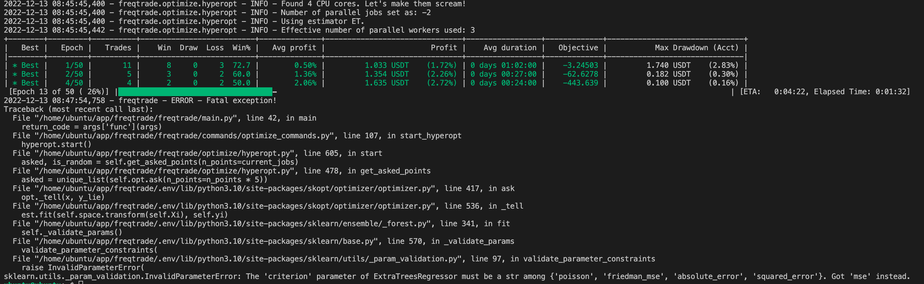 scikit-optimize ExtraTreesRegressor out of sync with sklearn: deprecation of 'mse' criterion ...