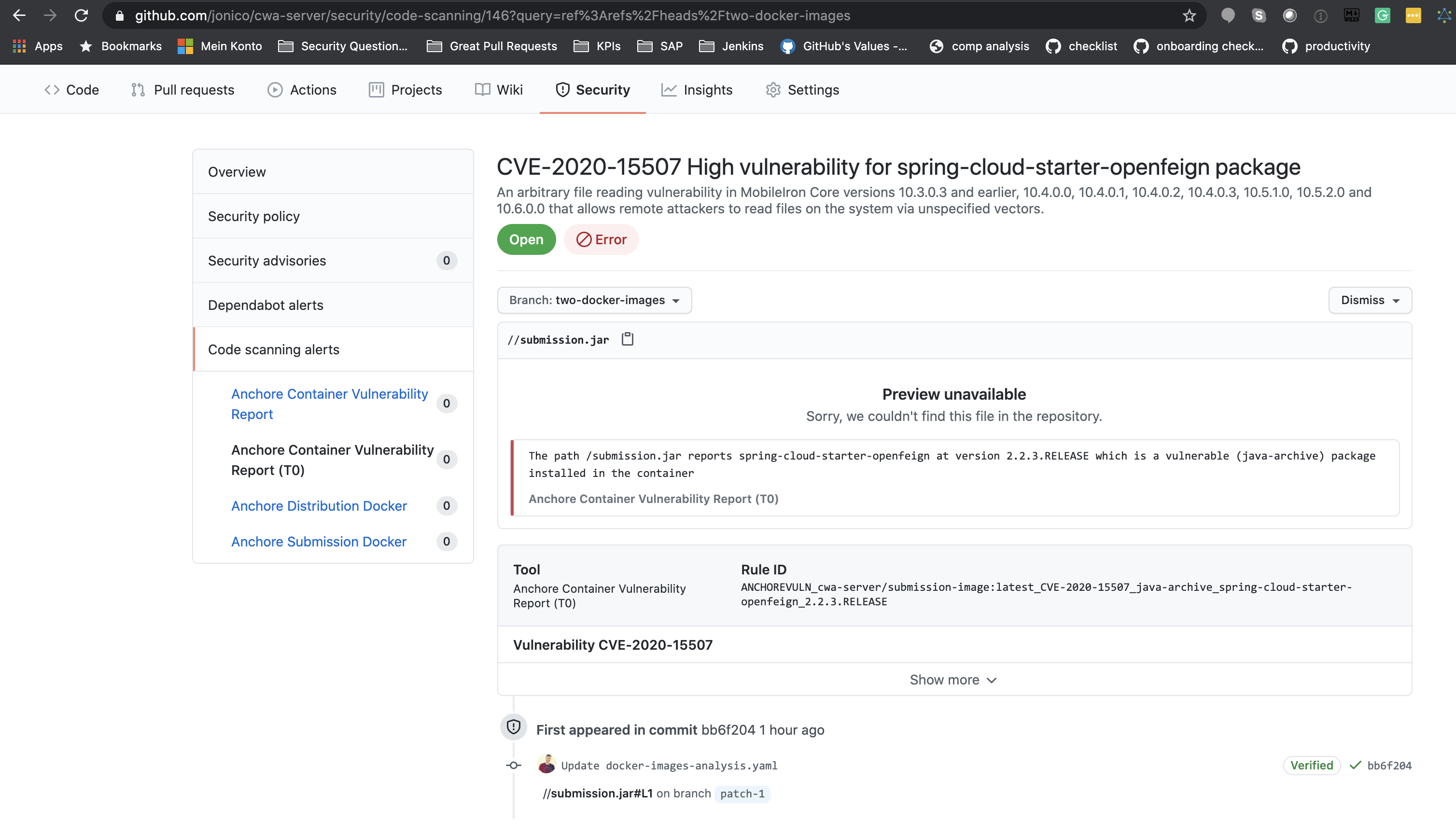 Uploading SARIF report generated with Anchore Scan Action will close all alerts of previous ...