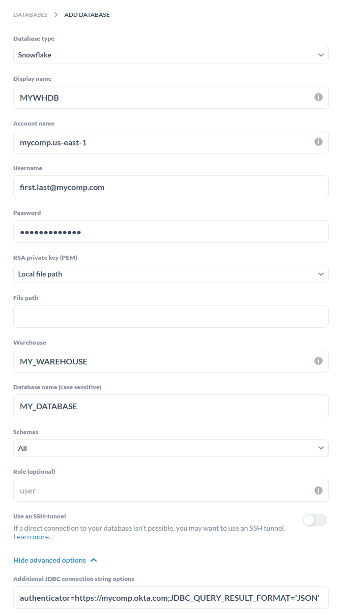 Metabase Snowflake Fails To Connect When Using The Authenticator In The