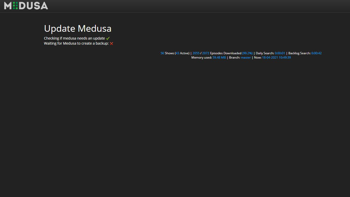 Update fails due to backup error · Issue #9446 · pymedusa/Medusa · GitHub