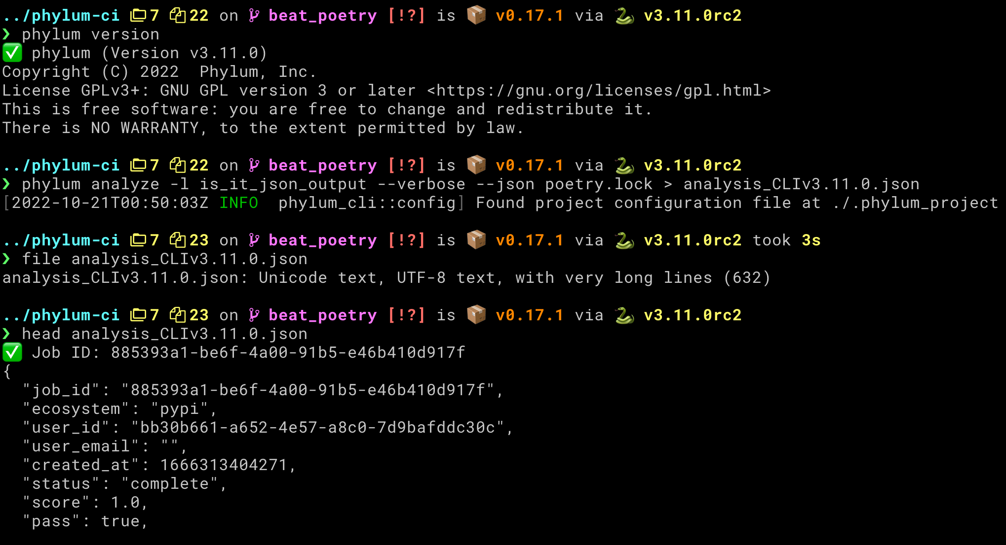 `--json` flag does not produce JSON output · Issue #769 · phylum-dev/cli · GitHub