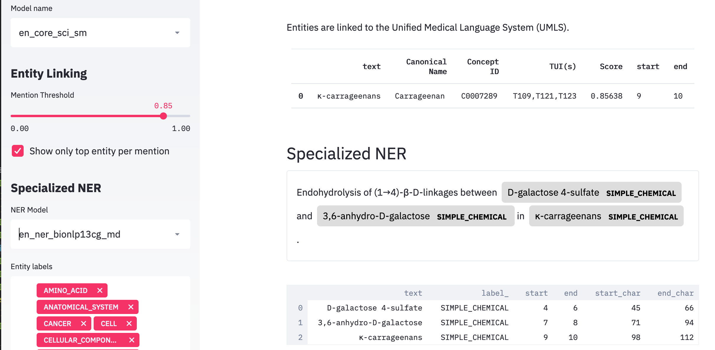 The online demo and local results are different in Specialized NER · Issue #354 · allenai ...