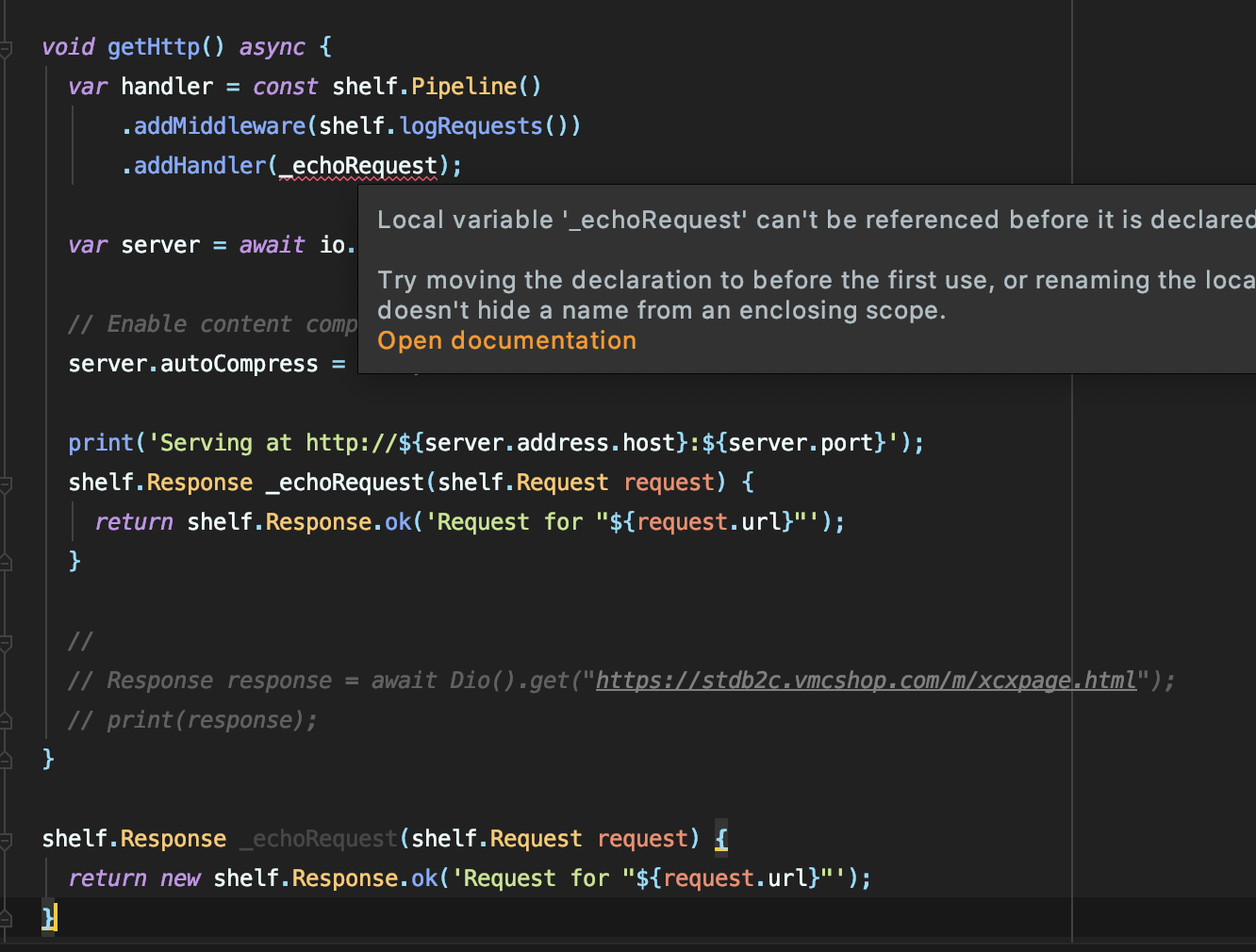 Local Variable Echorequest Cant Be Referenced Before It Is Declared · Issue 151 · Dart 
