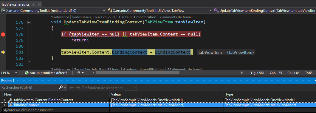 [Bug] Binding error on views inside a TabViewItem if the TabView page itself has a Binding ...