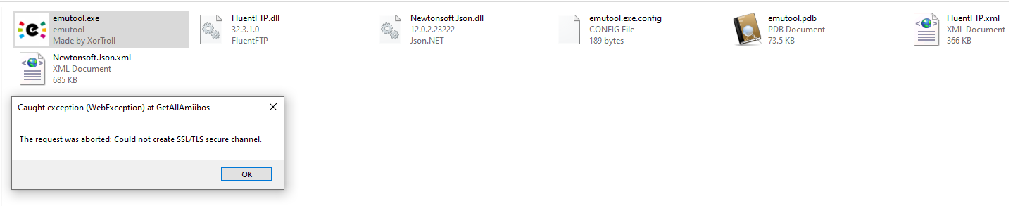 Error: Caught exception (WebException) at GetAllAmiibos · Issue #85 · XorTroll/emuiibo · GitHub