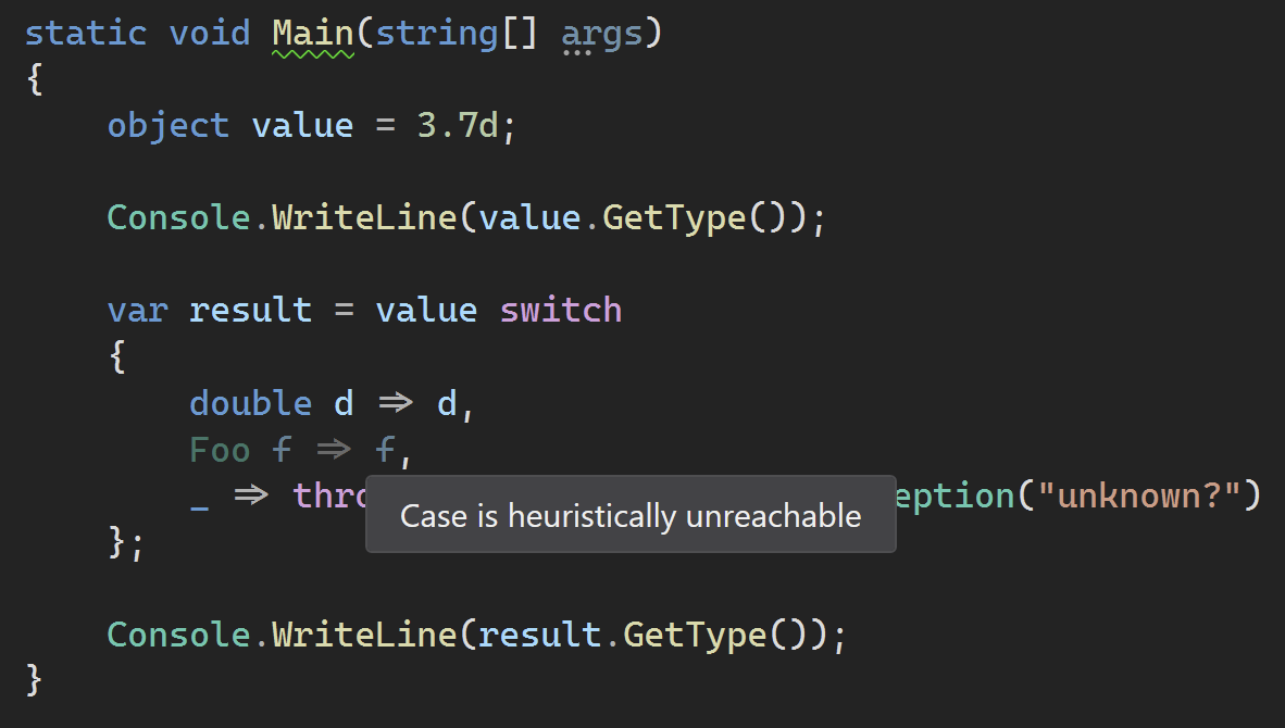 Switch expression choosing implicit conversion over exact match · Issue #60653 · dotnet/runtime ...