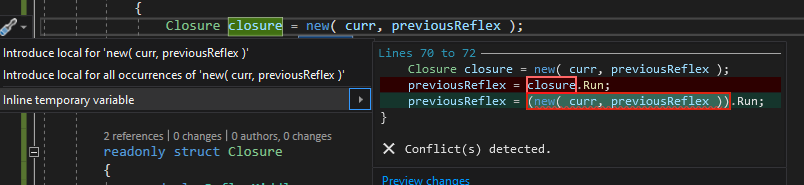 Inline temporary variable produce invalid code with the new instantiation shorthand. · Issue ...
